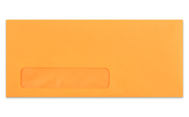 #10 Custom Window Envelopes, 24lb. Tangerine, Window Size: 1 1/8 x 4 3/ ...