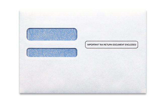 5 3/4 x 8 3/4 Double Window Booklet Envelopes with Blue Tint, 24lb ...